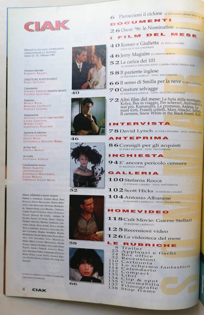 CIAK n° 3 - 1997 LEONARDO DI CAPRIO David Lynch - iCollezionisti