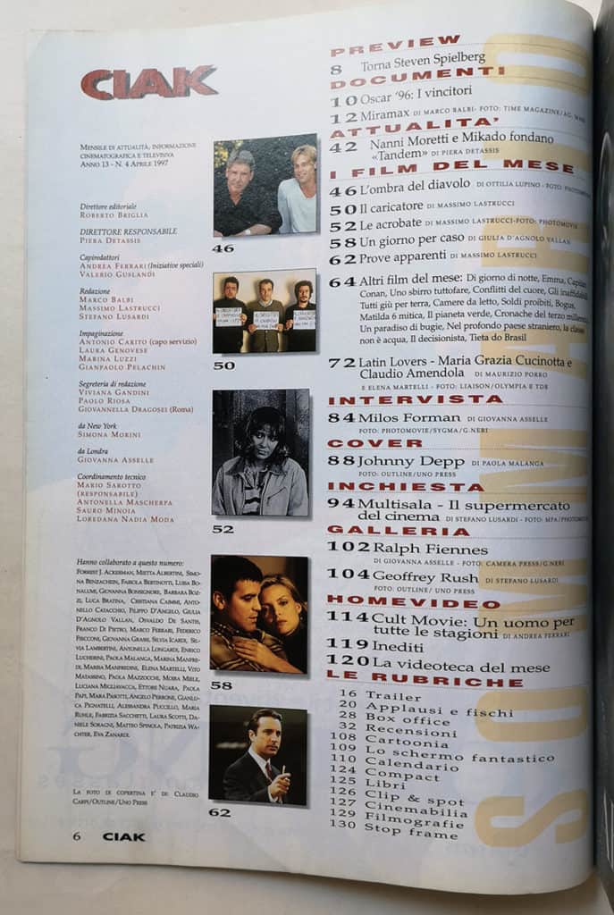 CIAK n° 4 - 1997 JOHNNY DEEP Brad Pitt NANNI MORETTI - iCollezionisti
